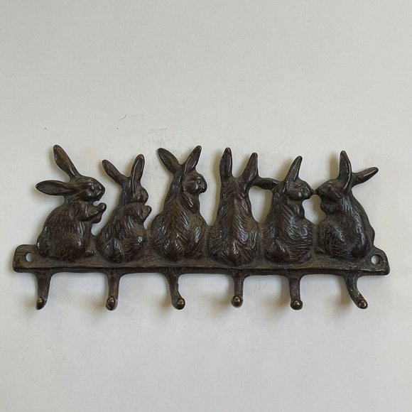 Unbranded | Accents | Bunny Home Six Key Hooks Brass Kissing Bunnies ...